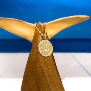 14K Gold Pagan Compass Pendant, Vegvisir Compass Necklace, Gold Viking ...