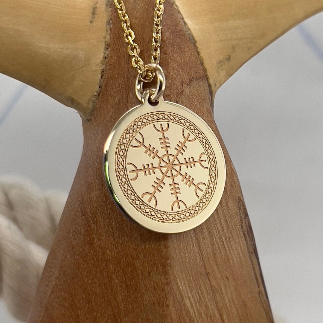 Gold Vegvisir Compass Necklace, Gold Viking Compass Pendant, Viking ...