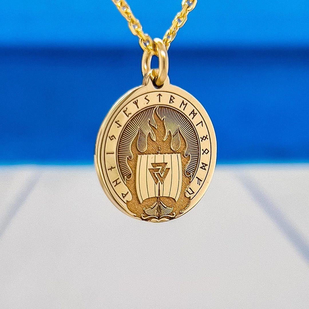 14k Solid Gold Valknut Norse Necklace Pagan Scandinavian Pendant Odin ...
