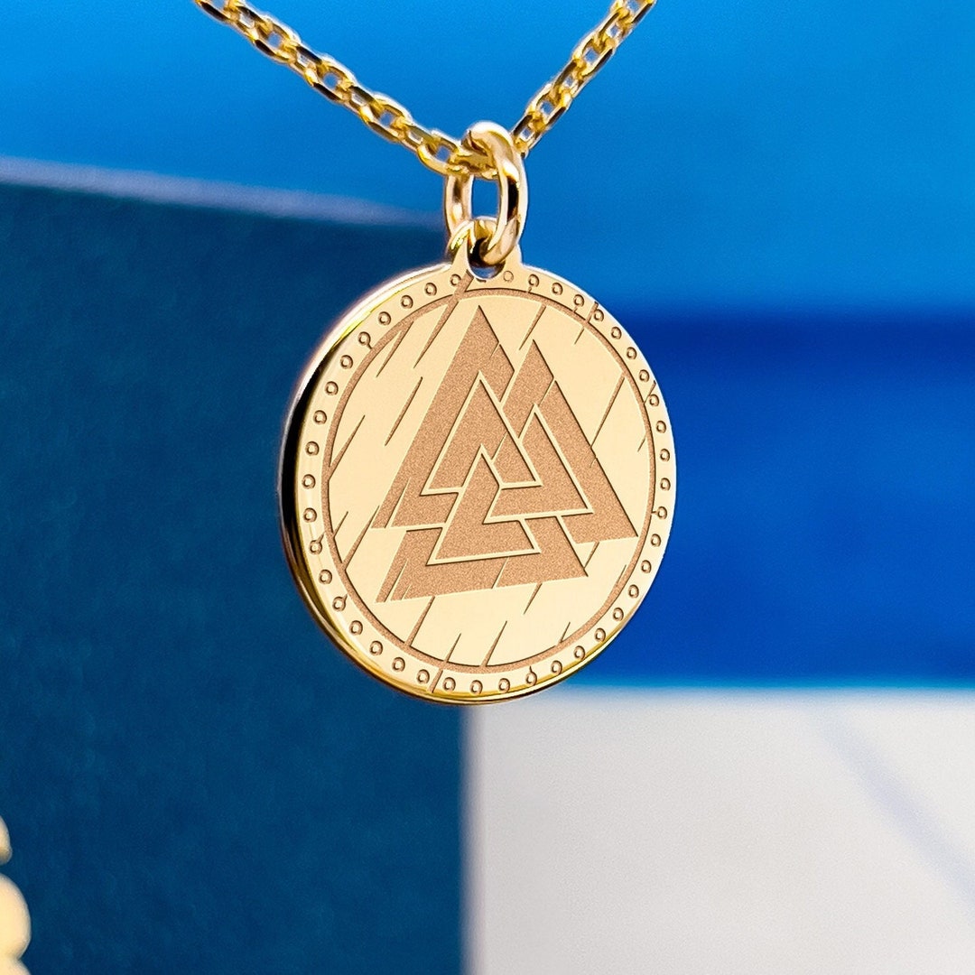 14k Solid Gold Celtic Valknut Norse Necklace Pagan - Etsy