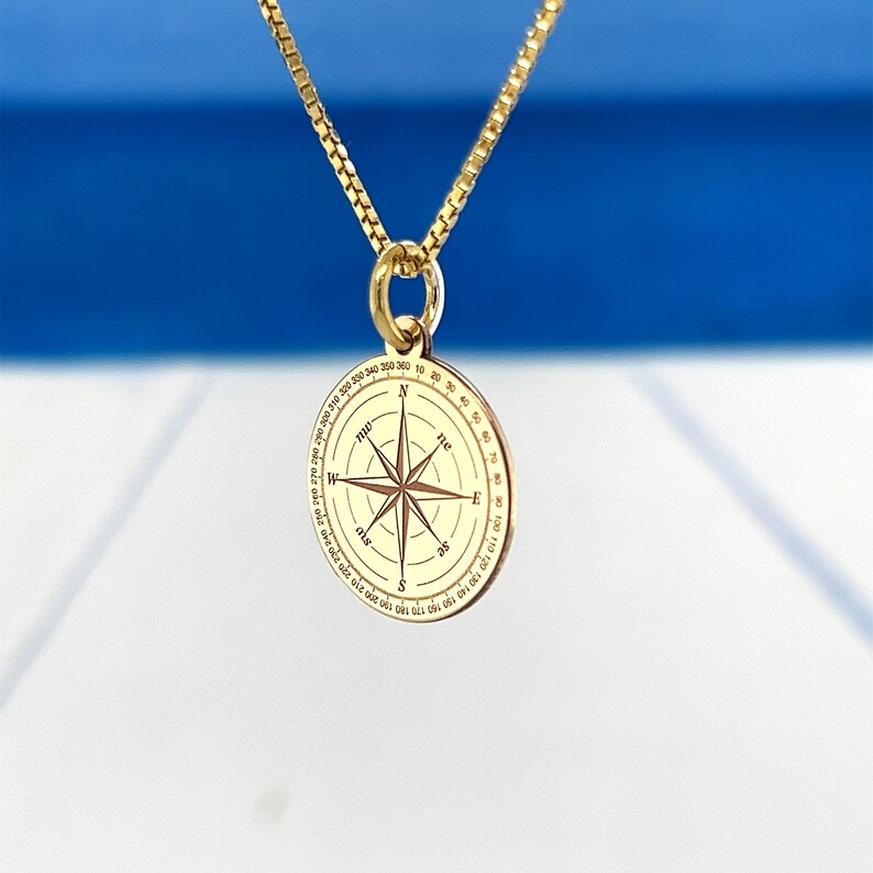 Gold Necklacecompass Necklace 14K Solid Gold Compass - Etsy