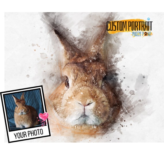 Custom Rabbit Watercolour Portrait digital Rabbit - Etsy
