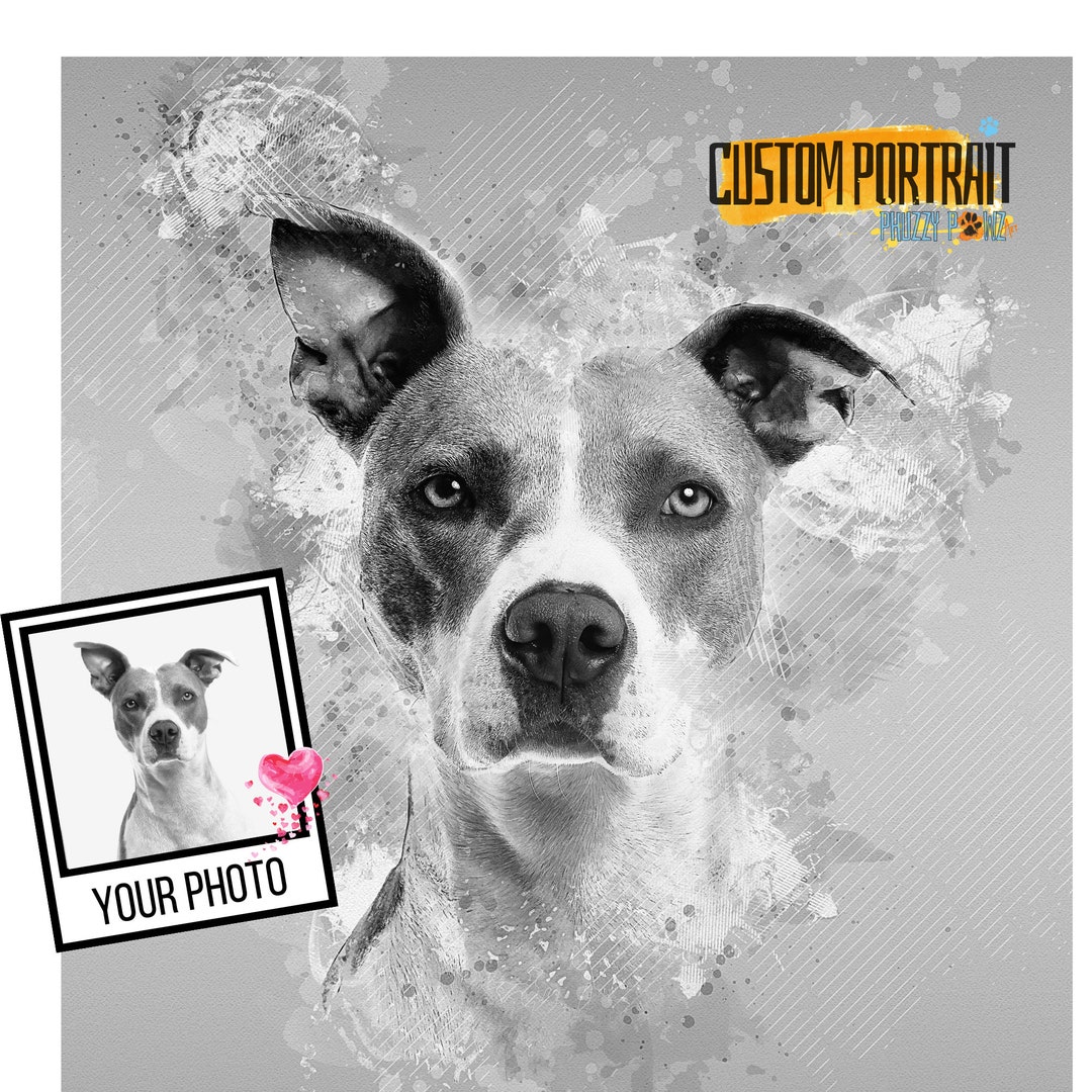 Custom Dog Portrait From Photo | Pet Portrait Gift | Digital Portrait ...