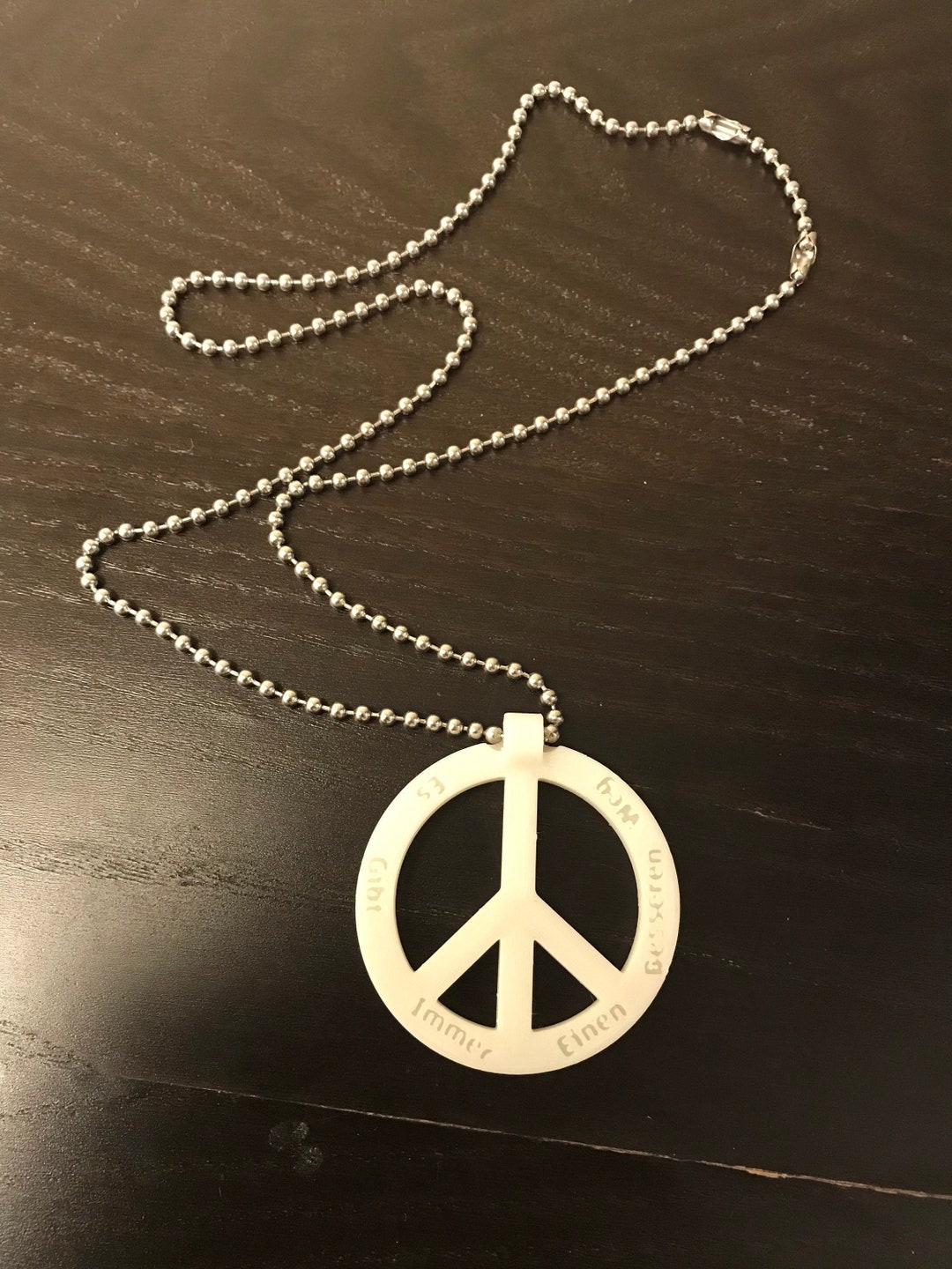 Engraved Peace-sign Necklace Pendant, 3D Printed PLA - Etsy