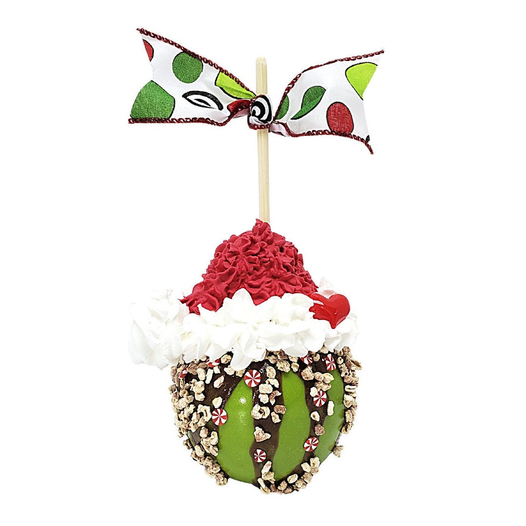 Green Candied Apple With Santa Hat, Candied Apple, Christmas Decor ...