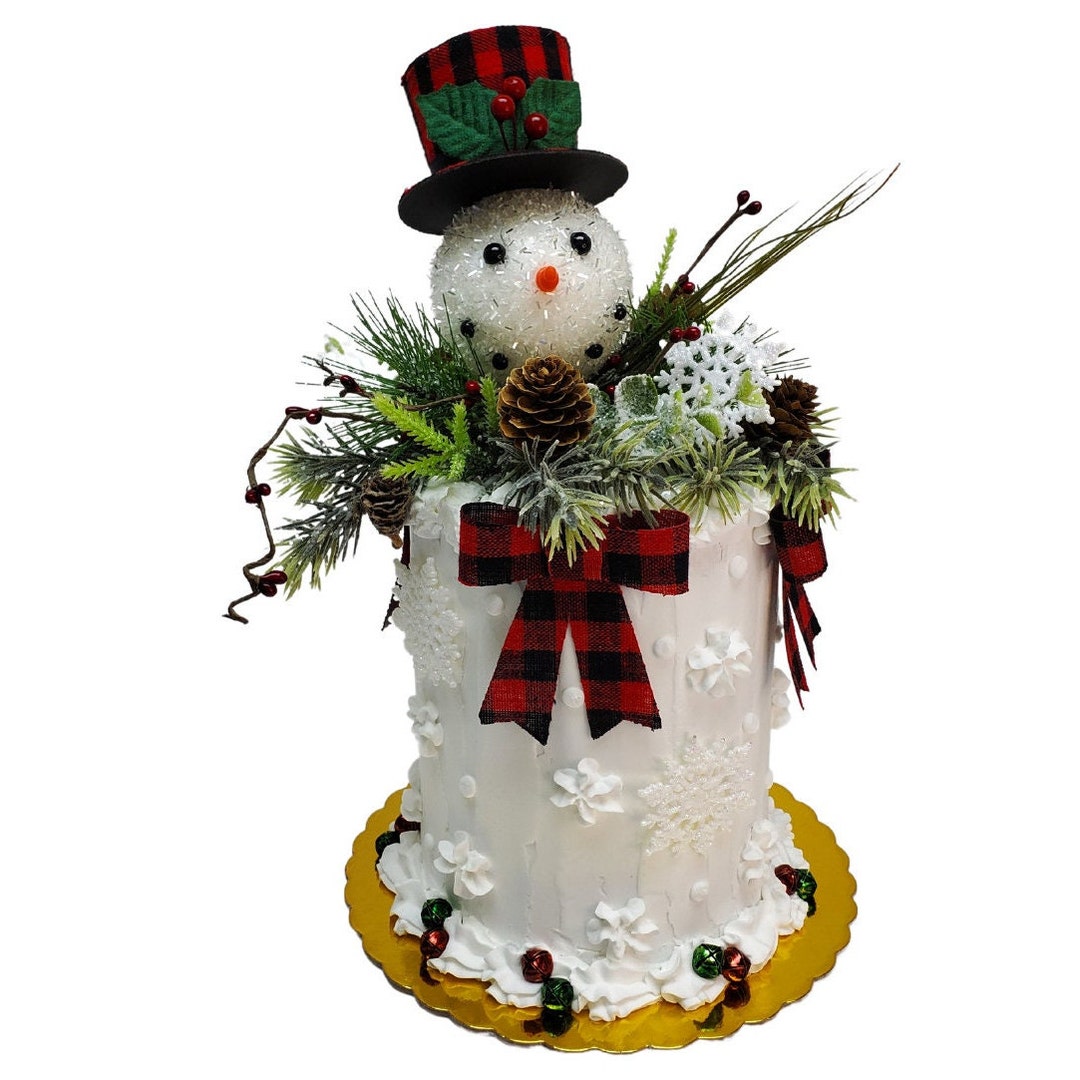 Snowman Centerpiece, Fake Christmas Cake, Fake Desserts, Photo Props ...
