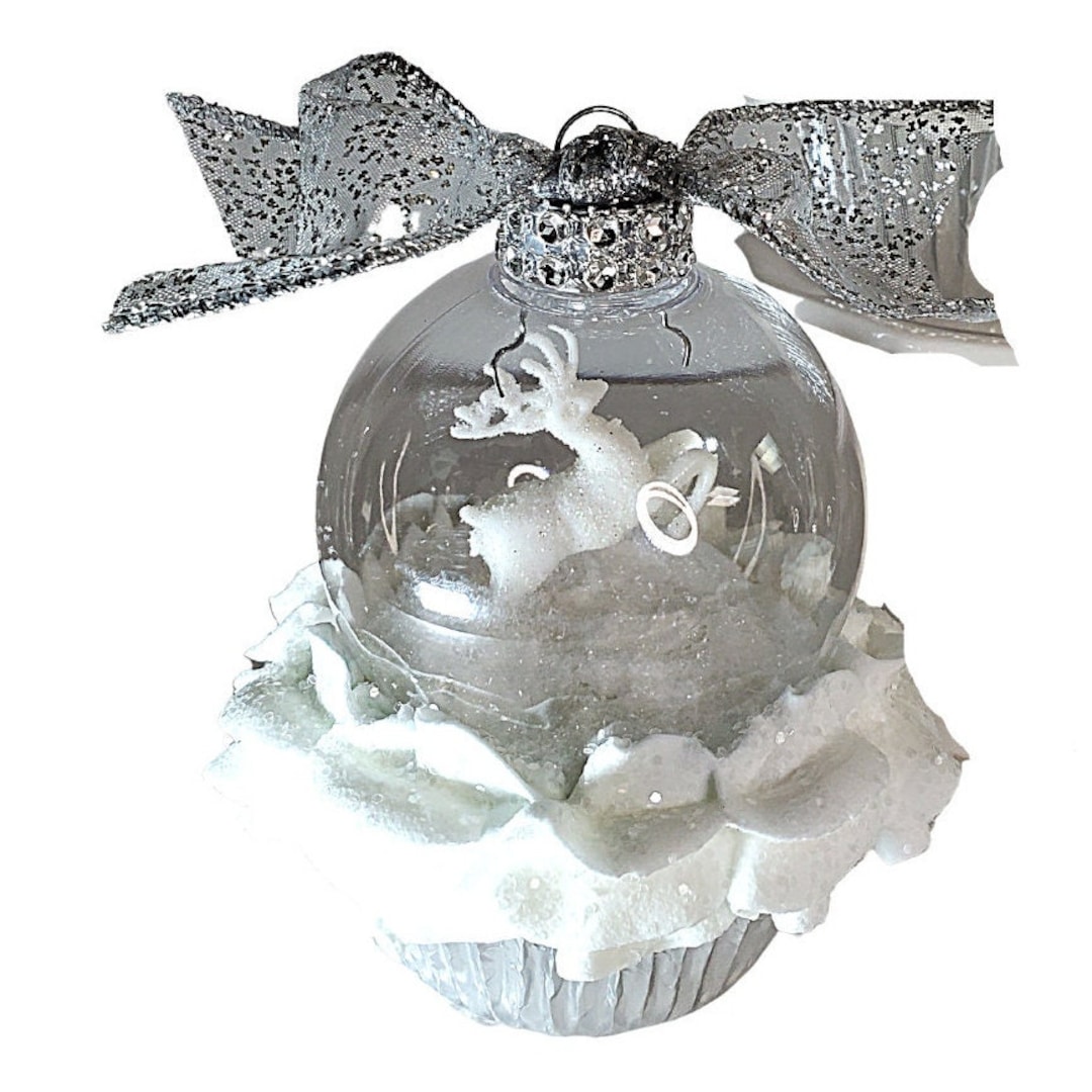 Faux Cupcakes Ornament, Reindeer Decor, Fake Food, Snowglobe Fake ...