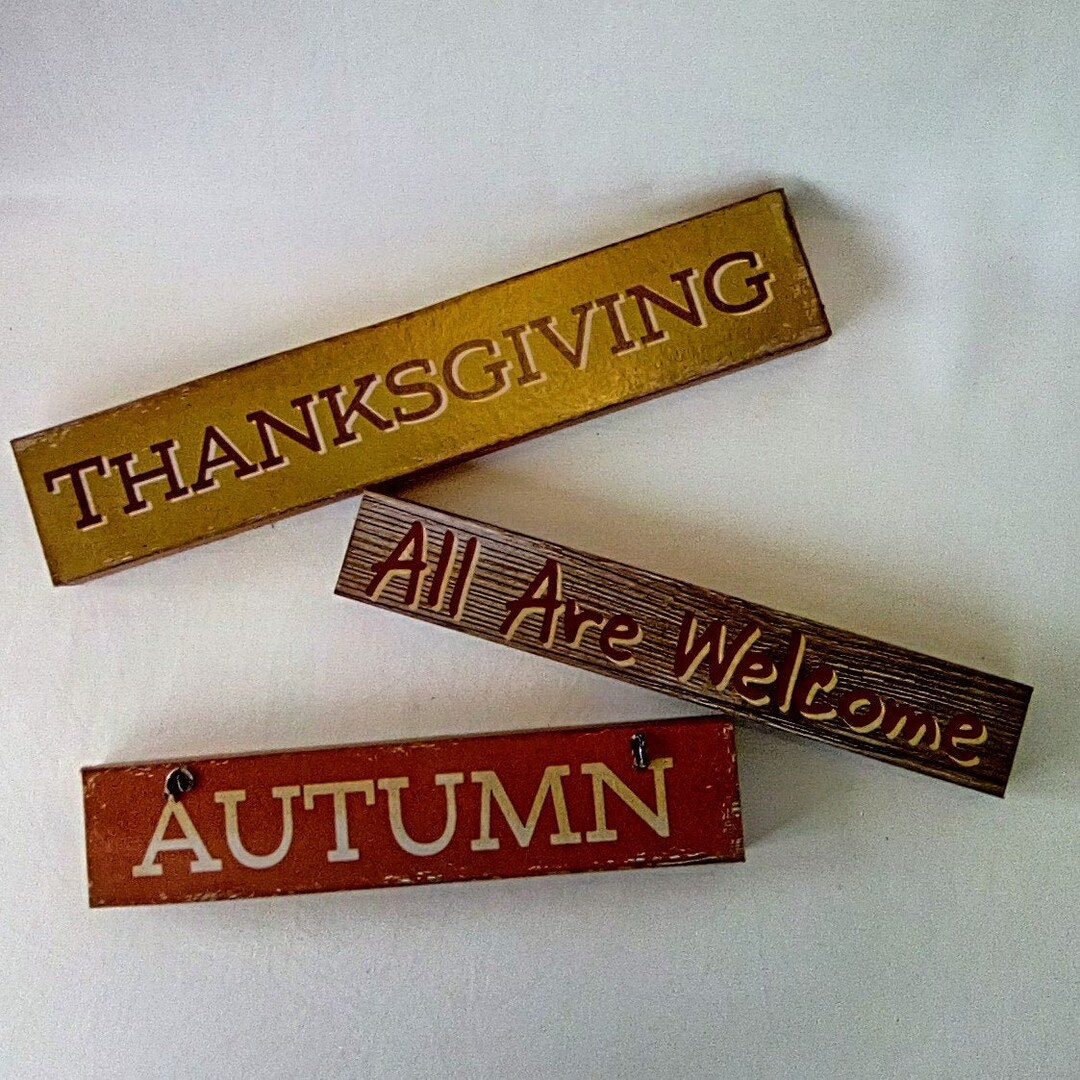 Wood Block Sign, Set of 3, Wood Sign, Tray Filler, Autumn Decor, Words ...