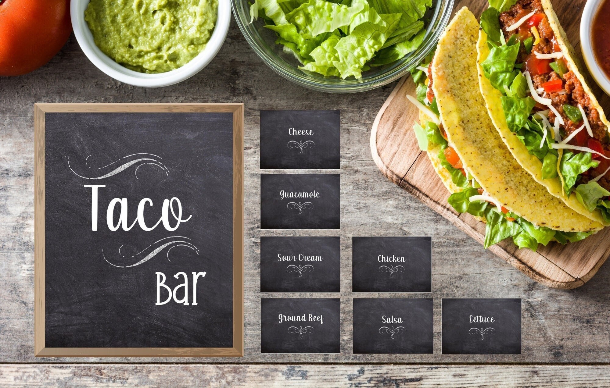 Taco Bar Digital Download Kit, Taco Station Digital Sign and Tent Cards ...