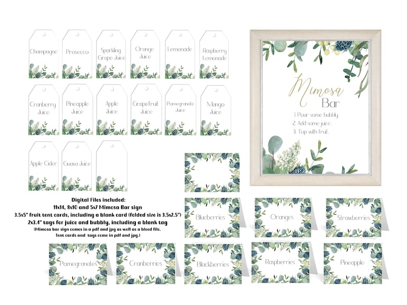 Mimosa Bar Sign Digital Download Kit, Includes Juice Tags, Tent Cards ...