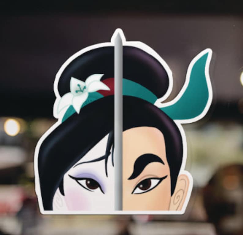 Mulan Peeker Car Decal / Peekaboo Window Bumper Vinyl Disney Luggage ...