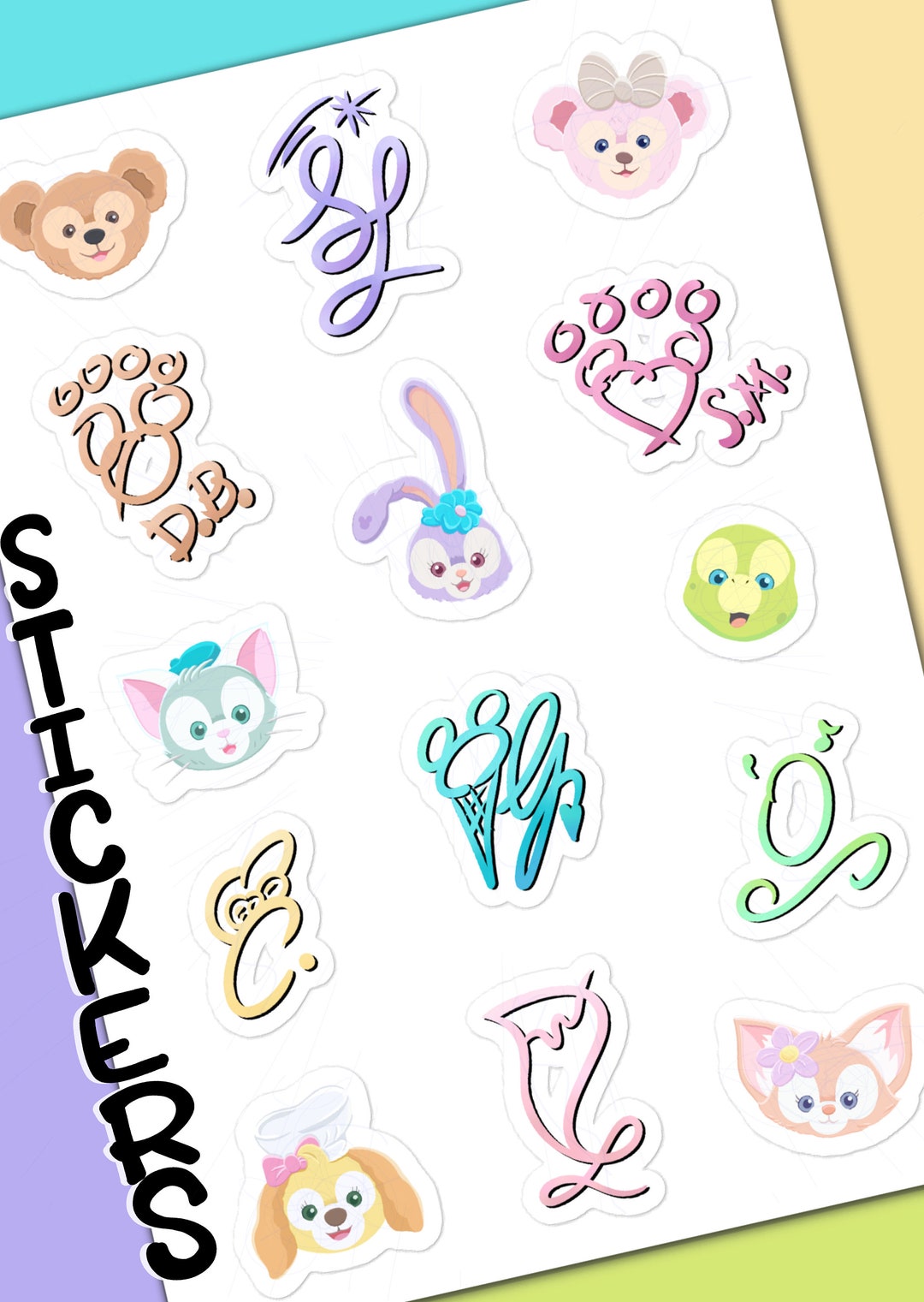 Duffy and Friends Inspired Sticker Sheet \ Teddy Bear Disney Inspired ...