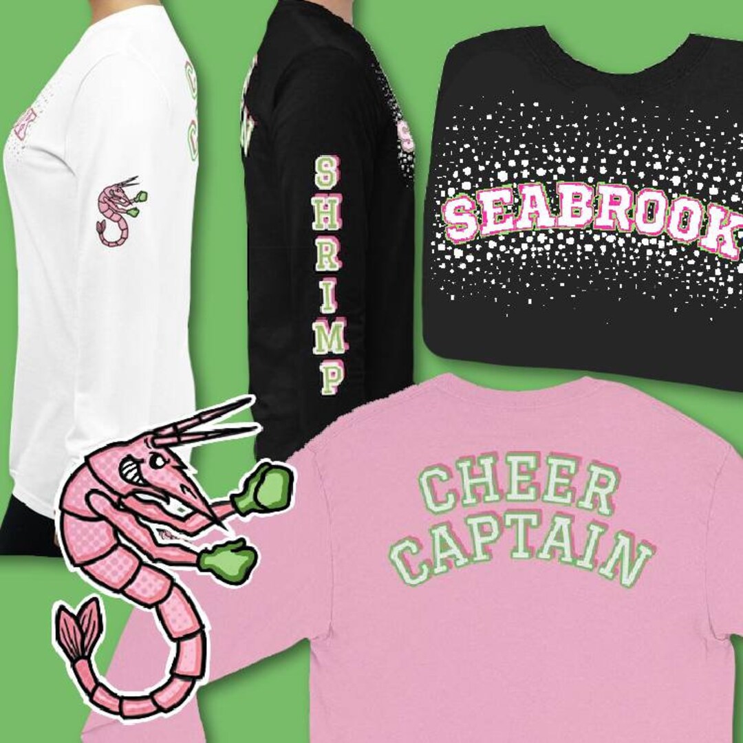 ZOMBIES Long Sleeve Shirt, Sleeve and Back Faux Jersey, Mighty Shrimp ...