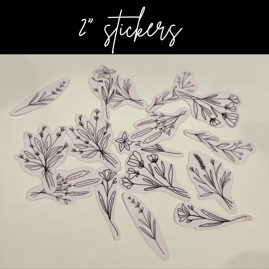 Black and White Flowers Sticker Pack - Etsy