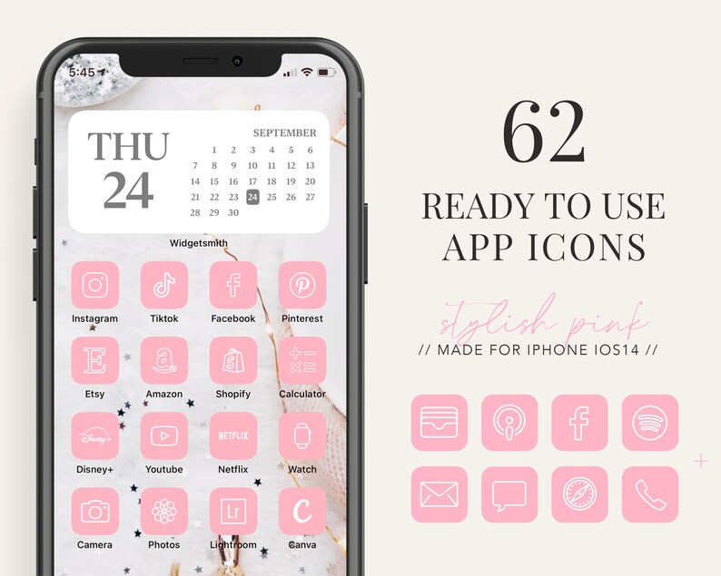 IOS15 App Icons Ios 14 Iphone App Pack Pink App Pack Ios - Etsy