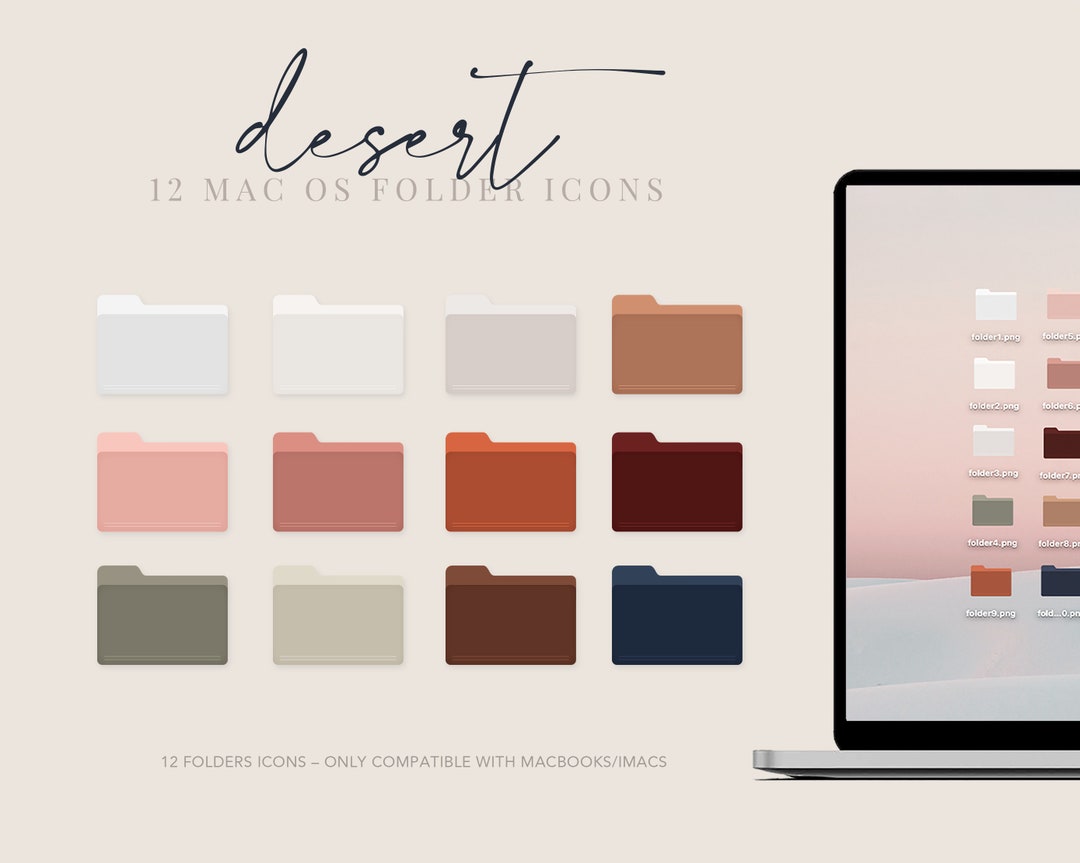 Boho Desktop Folder Icons for Mac, Autumn Desktop Folder Icons ...