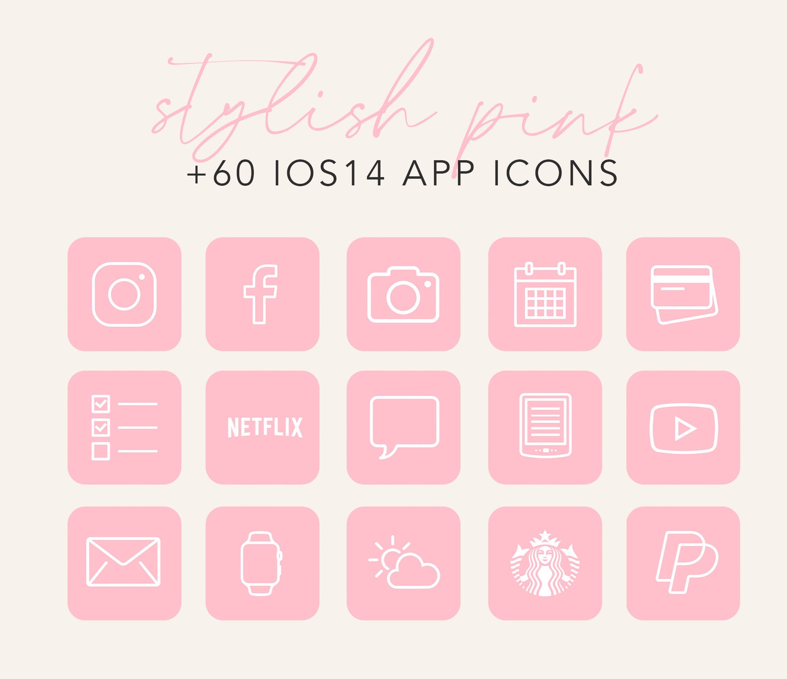 IOS15 App Icons Ios 14 Iphone App Pack Pink App Pack Ios - Etsy