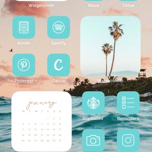 IOS18 App Icons Ios14 iPhone Aesthetic | 62 Ios 18 App Icon Pack, Teal ...