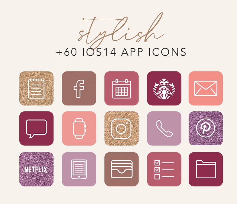 IOS15 App Icons Ios14 Iphone Stylish Aesthetic App Pack Ios - Etsy