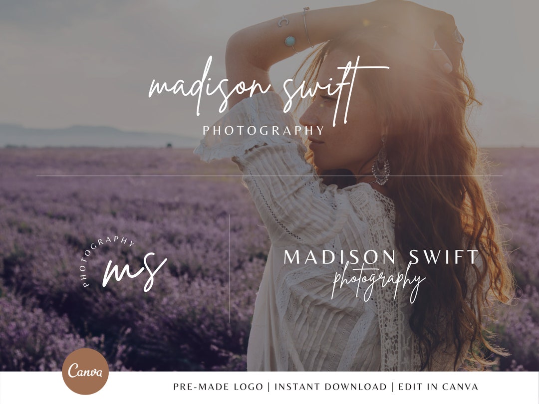 Calligraphy Photography Logo: Minimalist Watermark Template (canva ...