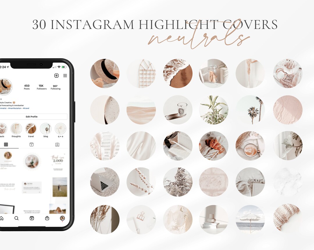 30 Instagram Story Highlight Covers Neutral Boho Instagram - Etsy