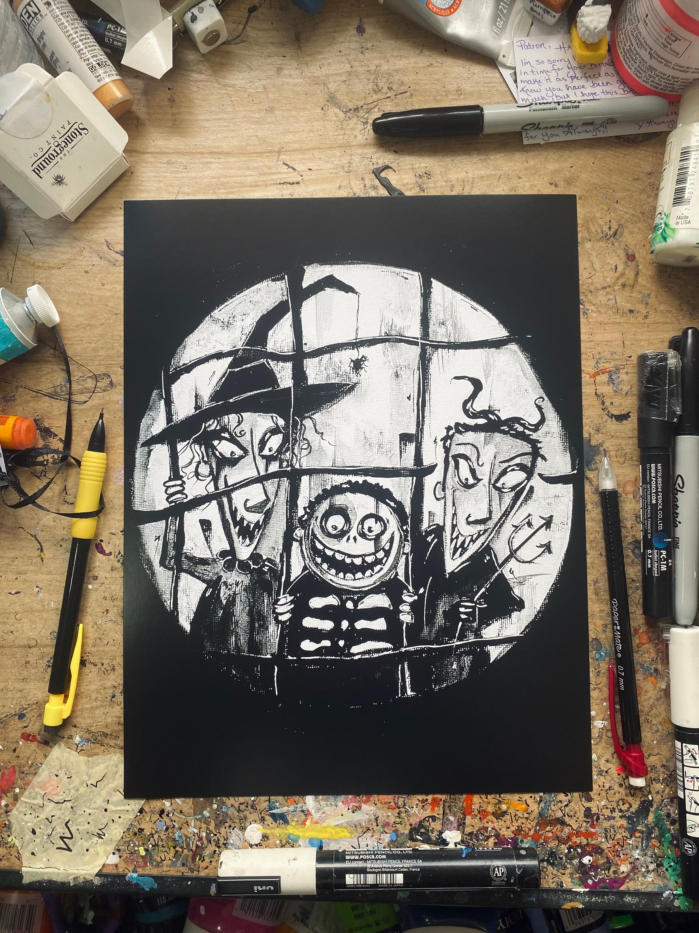 Black and White Devious Kids Art Print - Etsy