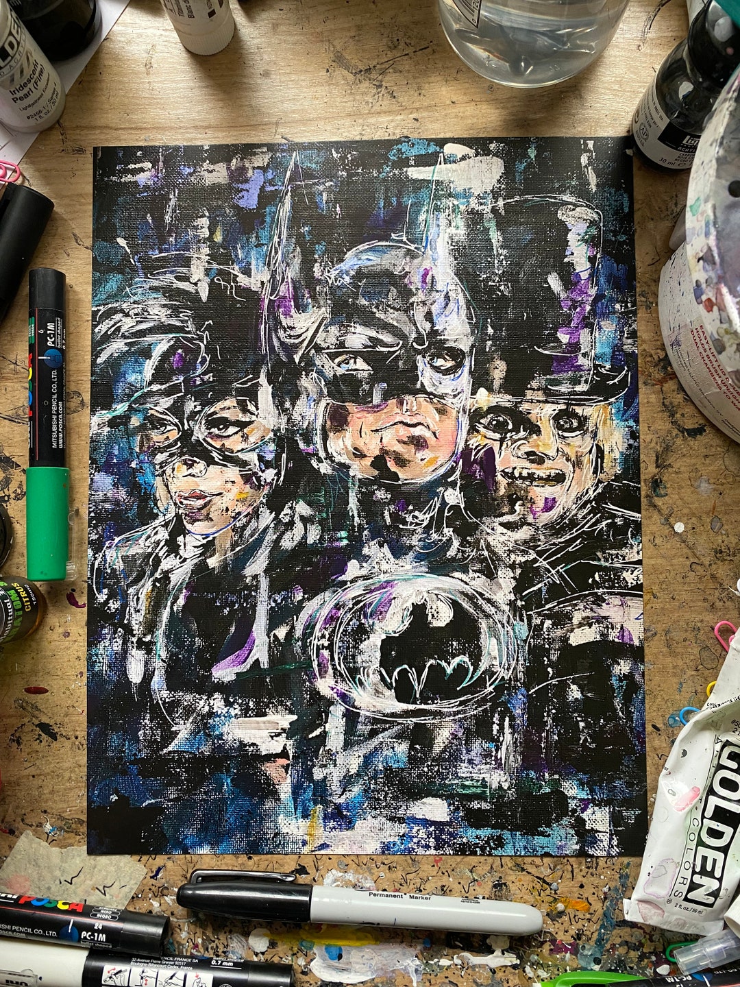 Painterly Batty Art Print - Etsy