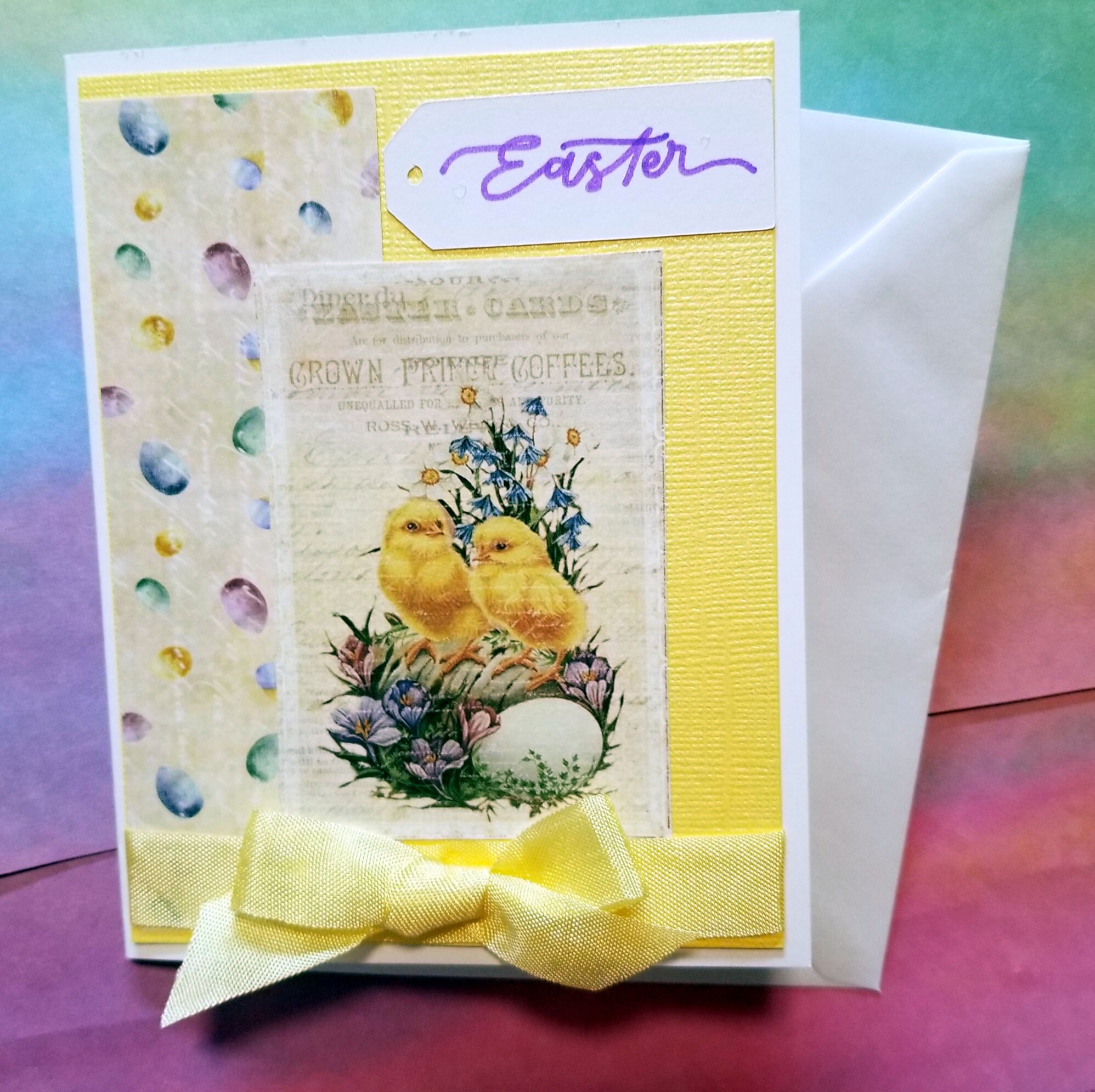 Easter Cards, With Blue, Yellow, and Purple Bows - Etsy