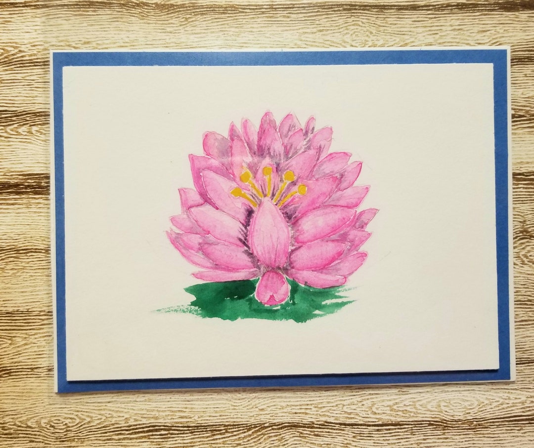 Water Lilly Flower Card, Hand Painted, Watercolor, for Framing, Blank ...