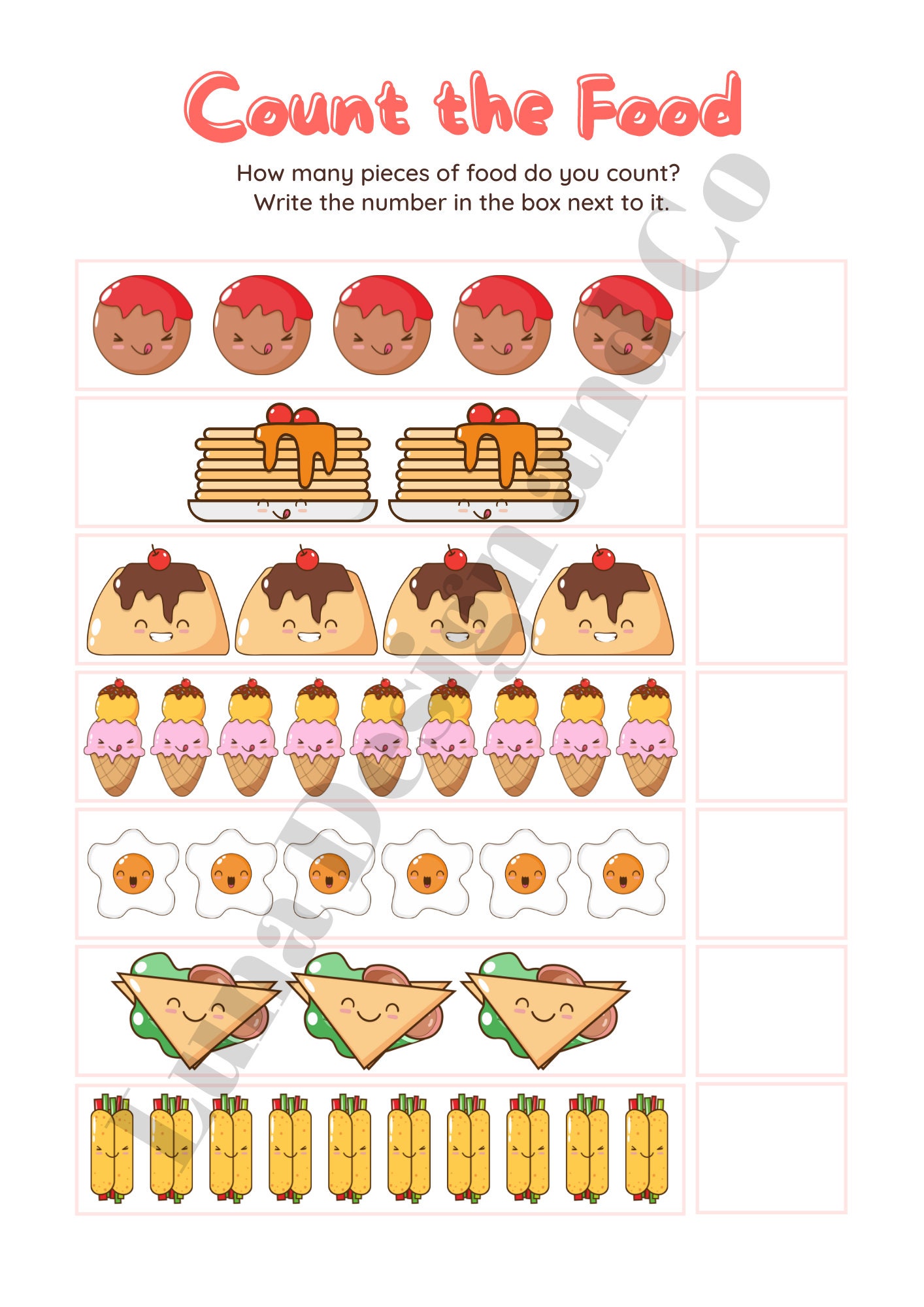 Printable Kids Math Counting Worksheet Summer School Math Homeschool ...