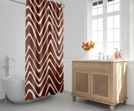 Brown chevron shower curtain store