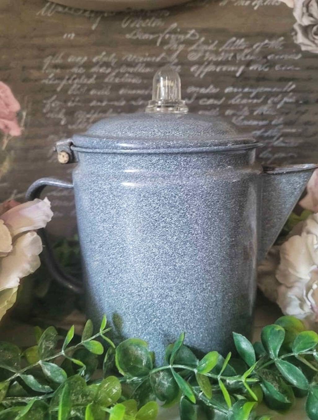 Vintage Enamel Blue Speckled Coffee Percolator Coffee Pot - Etsy