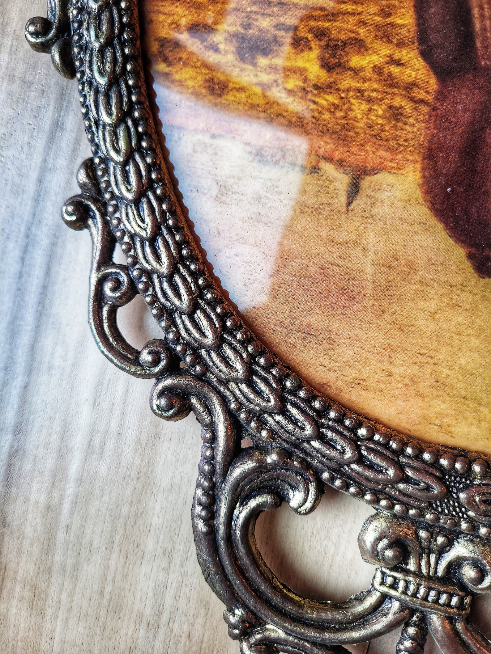 Vintage Italian Metal Oval Frame Art Convex Glass - Etsy