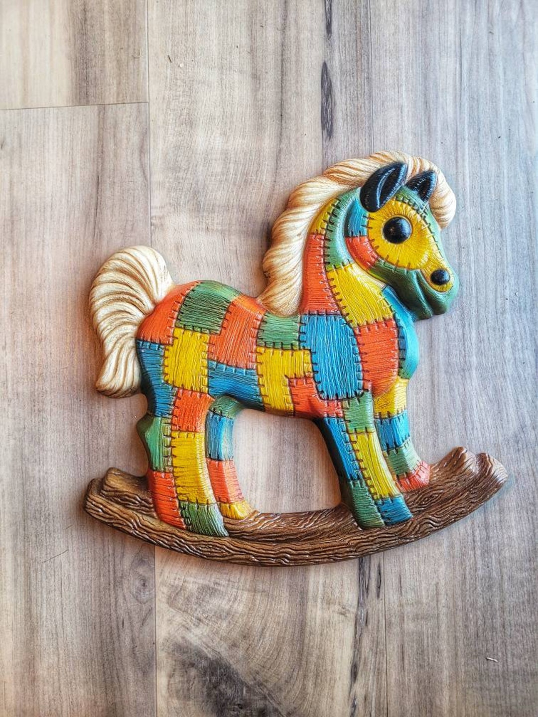 Vintage Patchwork Rocking Horse - Etsy