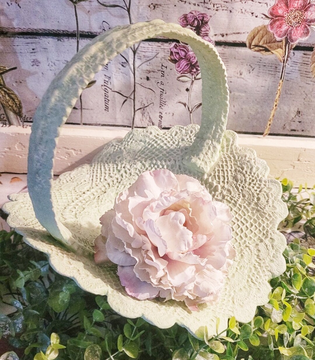 Victorian Basket Lace Shabby Chic Basket Victorian Home Decor Shabby ...