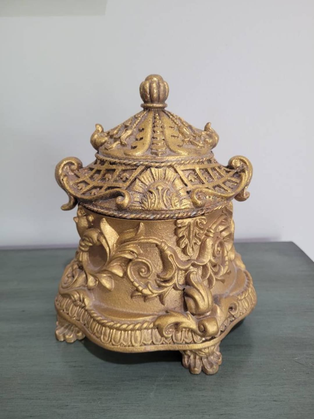 Urn Vase Gold Trinket Box Baroque Rococo Hollywood Regency Glam Box ...