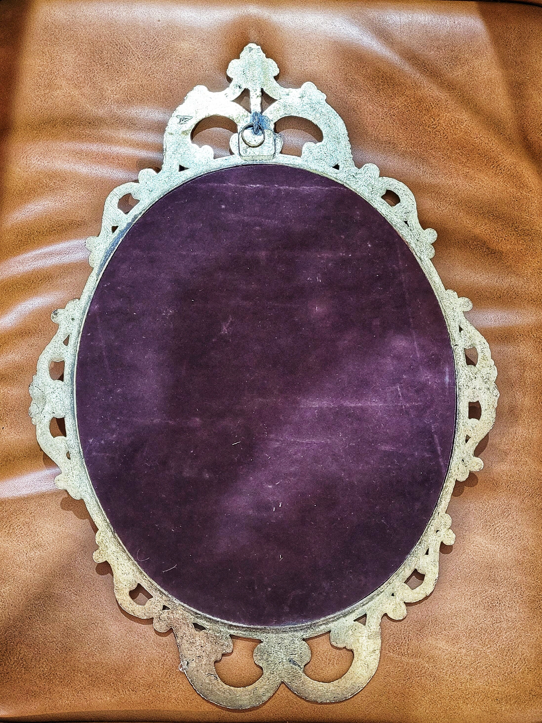 Vintage Italian Metal Oval Frame Art Convex Glass - Etsy