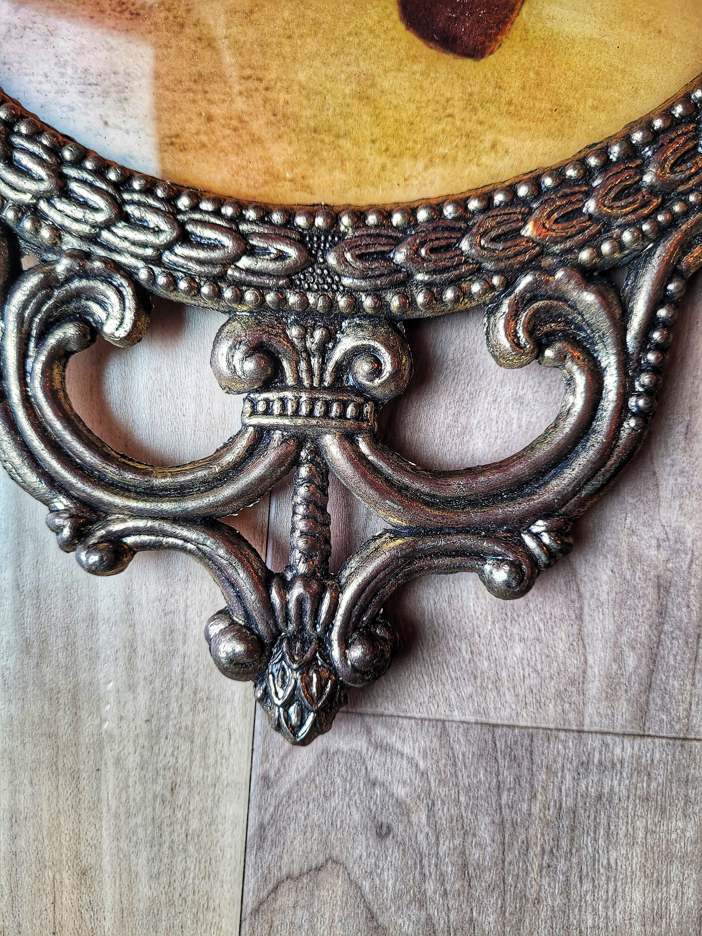 Vintage Italian Metal Oval Frame Art Convex Glass - Etsy