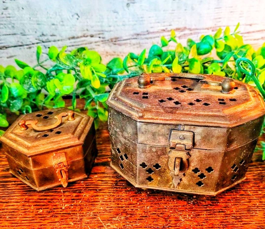 Vintage Indian Cricket Box Set Solid Brass Trinket Jewelery Box Made in ...