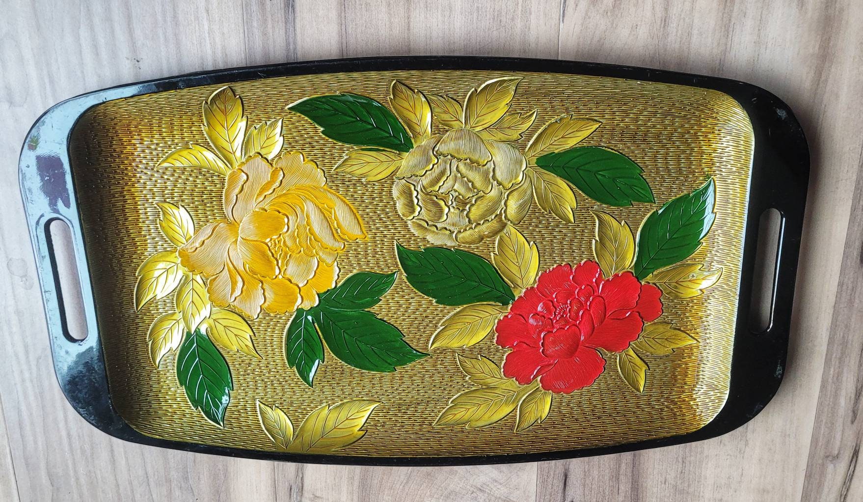 Japanese Vintage Laquerwear Tray Handpainted Shirokiya Set - Etsy