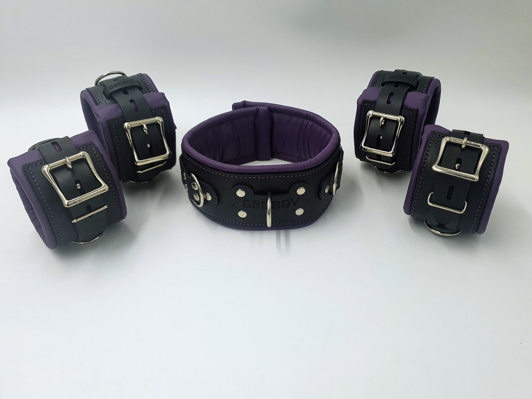 CUSTOMIZABLE BDSM Leather Cuffs Set - Wrist, Ankle, Neck Cuffs Set ...