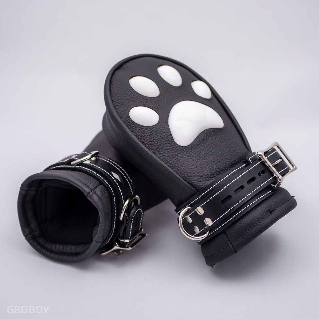CUSTOMIZABLE Leather Mittens Mitts Gloves With SILICONE Cat Paw Pads ...