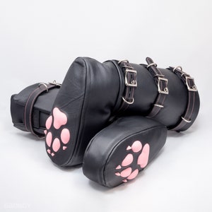 BDSM Puppy Leather Leg Mittens Boots With Silicone Pads and Locking ...