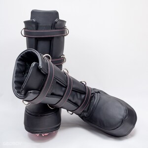 BDSM Puppy Leather Leg Mittens Boots With Silicone Pads and Locking ...