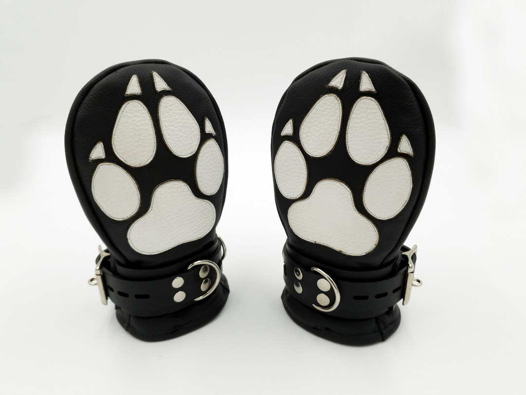 CUSTOMIZABLE Leather Mittens Mitts Gloves With Puppy Paw Pads and ...