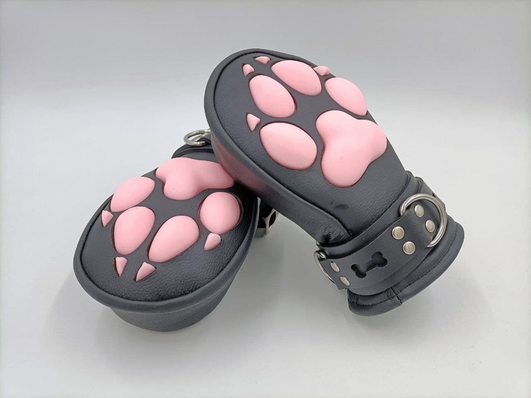 CUSTOMIZABLE Leather Mittens Mitts Gloves With SILICONE Puppy Paw Pads ...