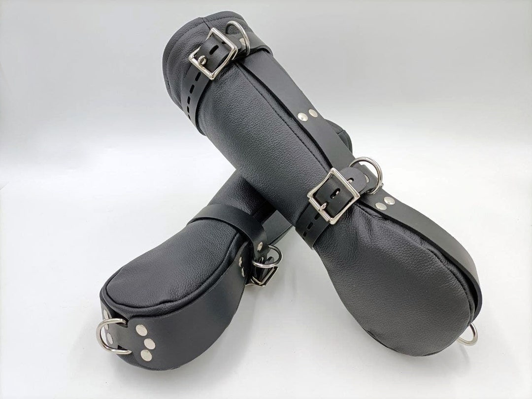BDSM Leather Mittens Mitts Gloves With D-ring, Lockable Buckles and ...