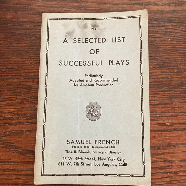 Samuel French Play - Etsy