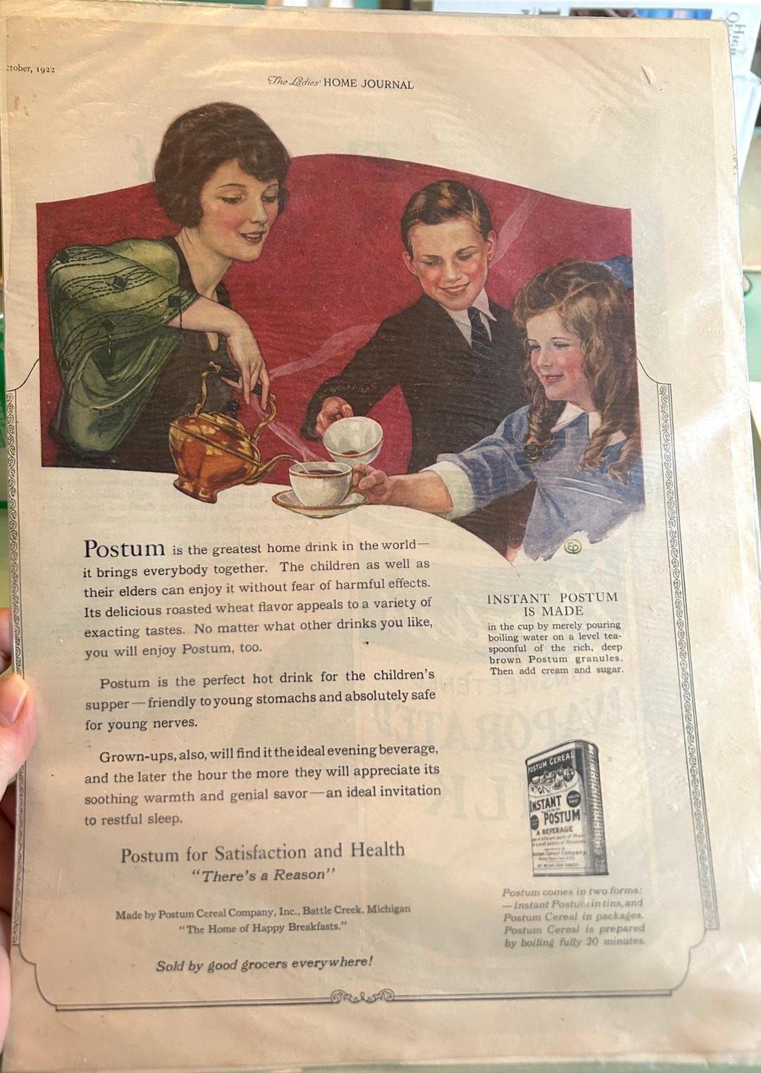 Vintage Full Page Advertisement for INSTANT POSTUM From the Ladies Home ...
