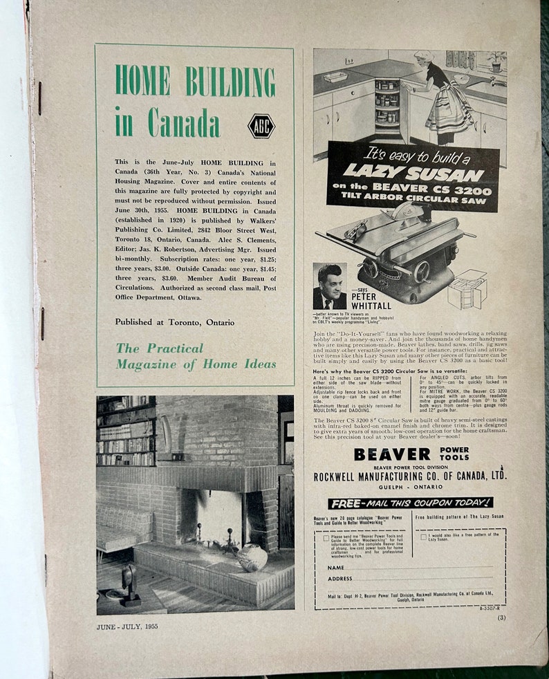 VINTAGE Mid-summer 1955 HOME BUILDING in Canada Architectural ...